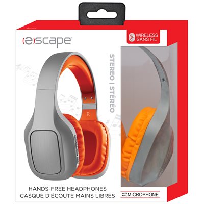 ESCAPE | WIRELESS HANDS-FREE STEREO HEADPHONES – GREY AND ORANGE ...